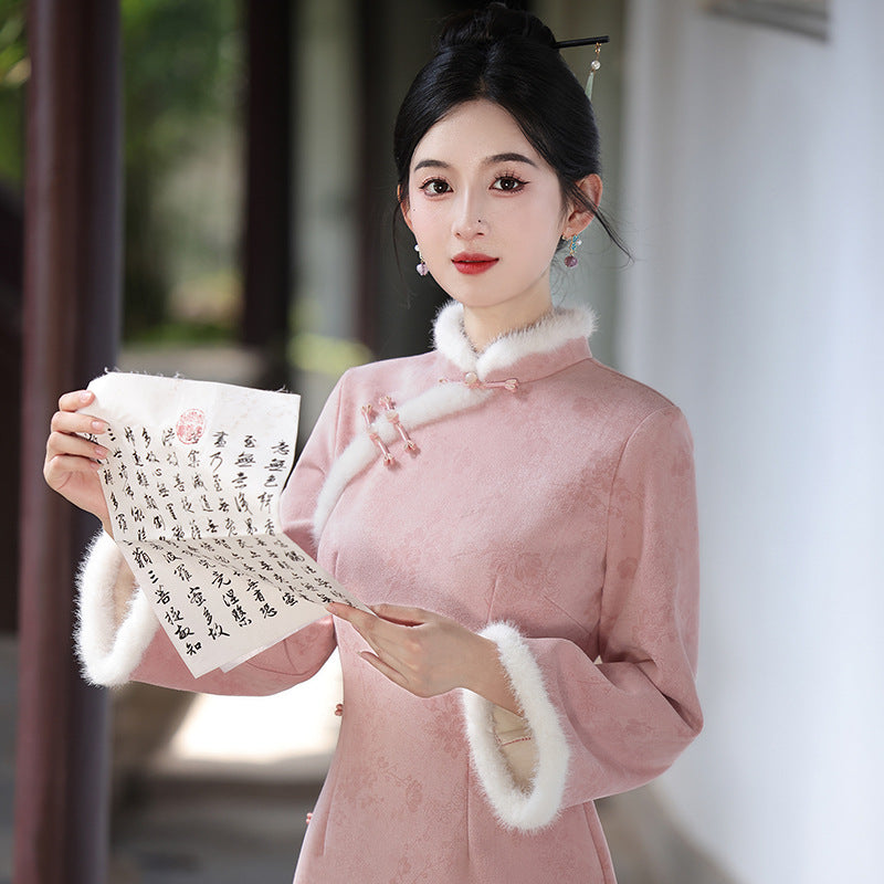 Women's Qipao Dongnuan 冬暖 Asian Thicken Dress Chinese Modern Hanfu Clo ...