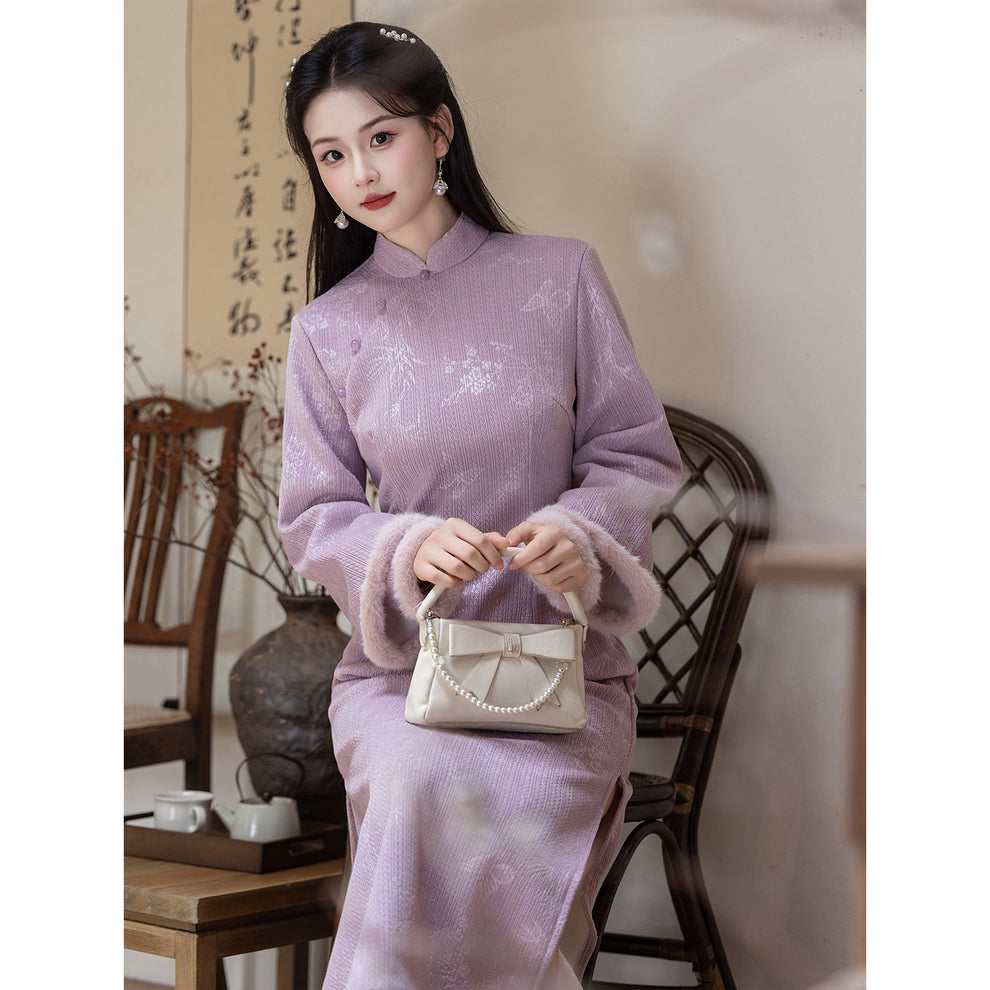 Women's Qipao Ziqingrou 紫晴柔 Asian Thicken Dress Chinese Modern Hanfu C ...