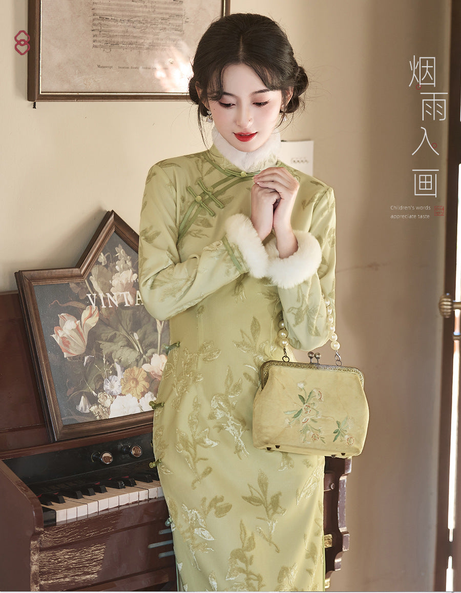 Women's Qipao Shuangbian 双边 Asian Thicken Dress Chinese Modern Hanfu C ...