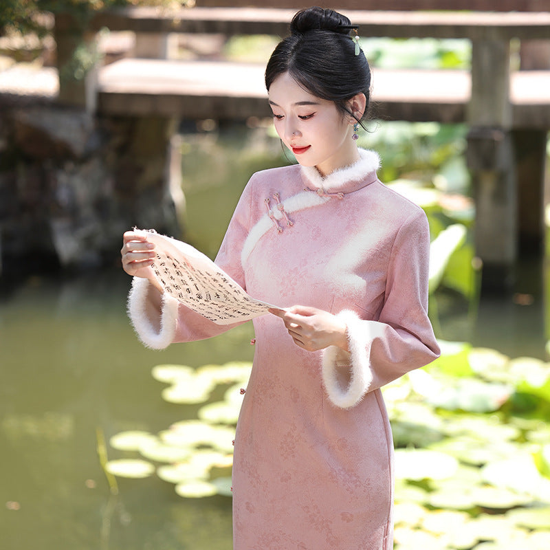 Women's Qipao Dongnuan 冬暖 Asian Thicken Dress Chinese Modern Hanfu Clo ...